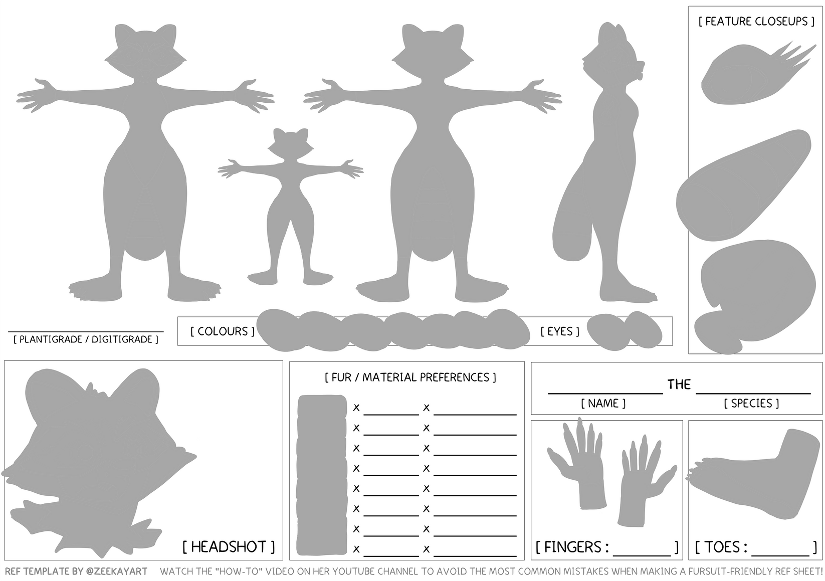 fursuit fursona reference ref sheet base template free download ...